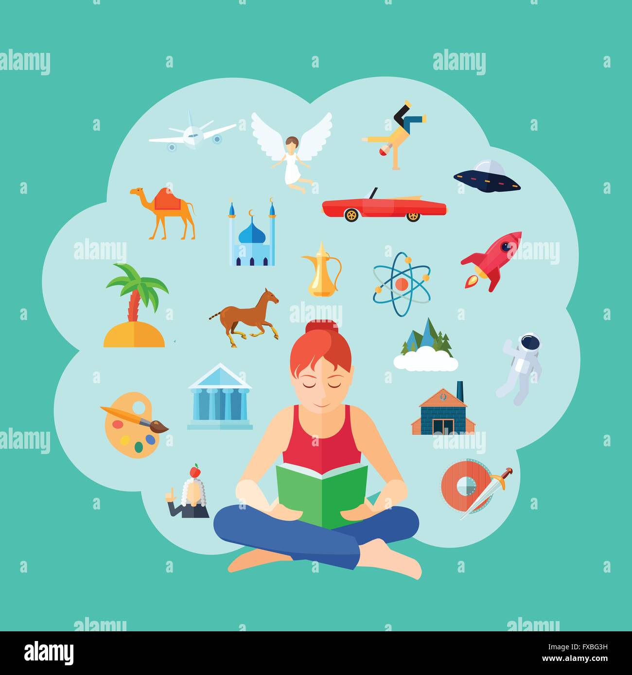 Reading Concept Illustration Stock Vector Image & Art - Alamy