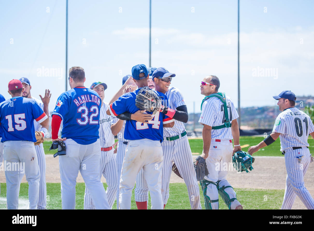 male versus male softball match Stock Photo - Alamy