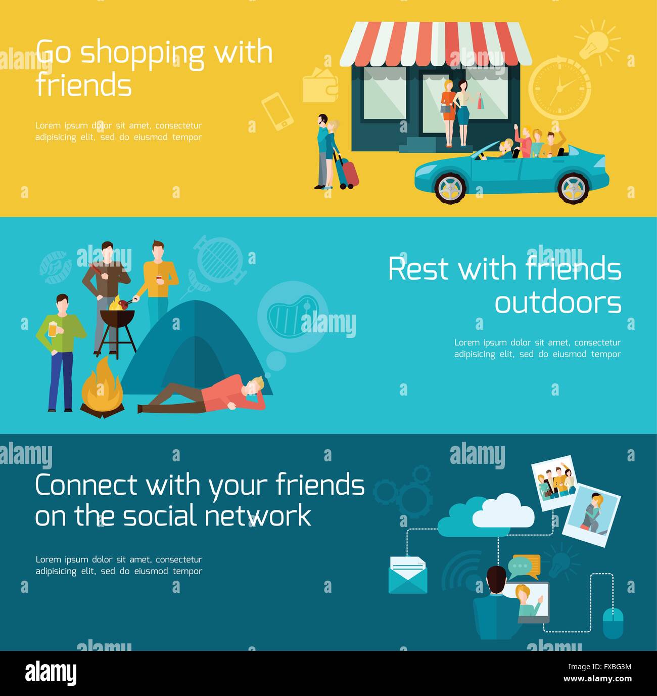 Friends Banner Set Stock Vector Image & Art - Alamy