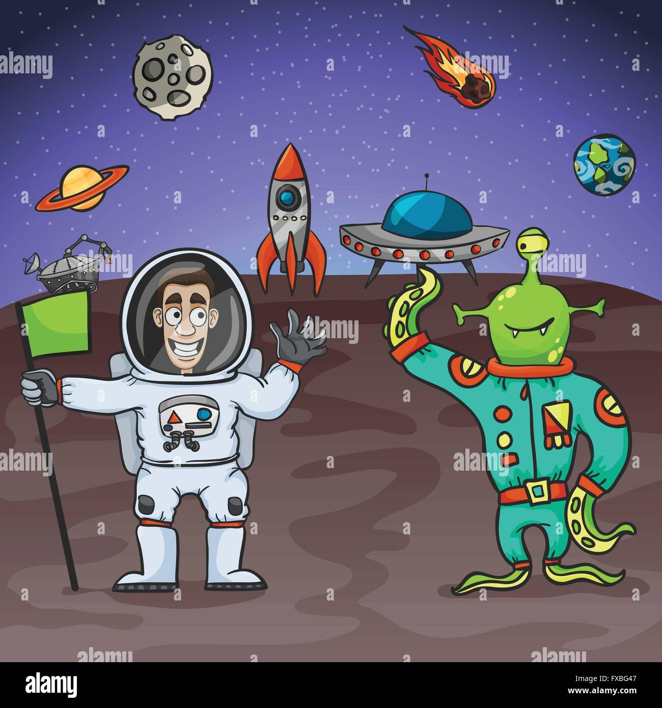 Astronauts And Aliens Art