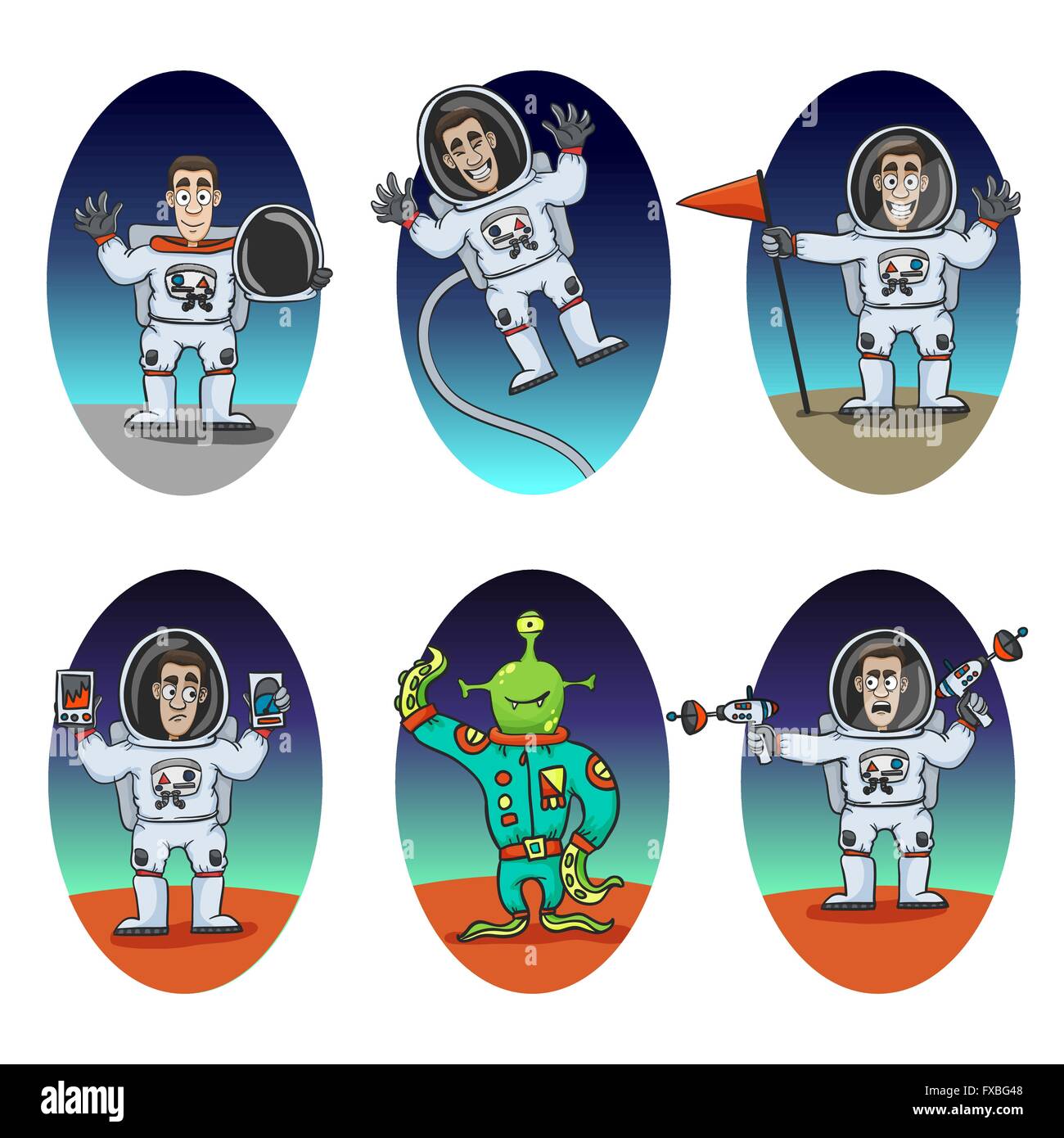 Astronaut Emotions Set Stock Vector Image & Art - Alamy