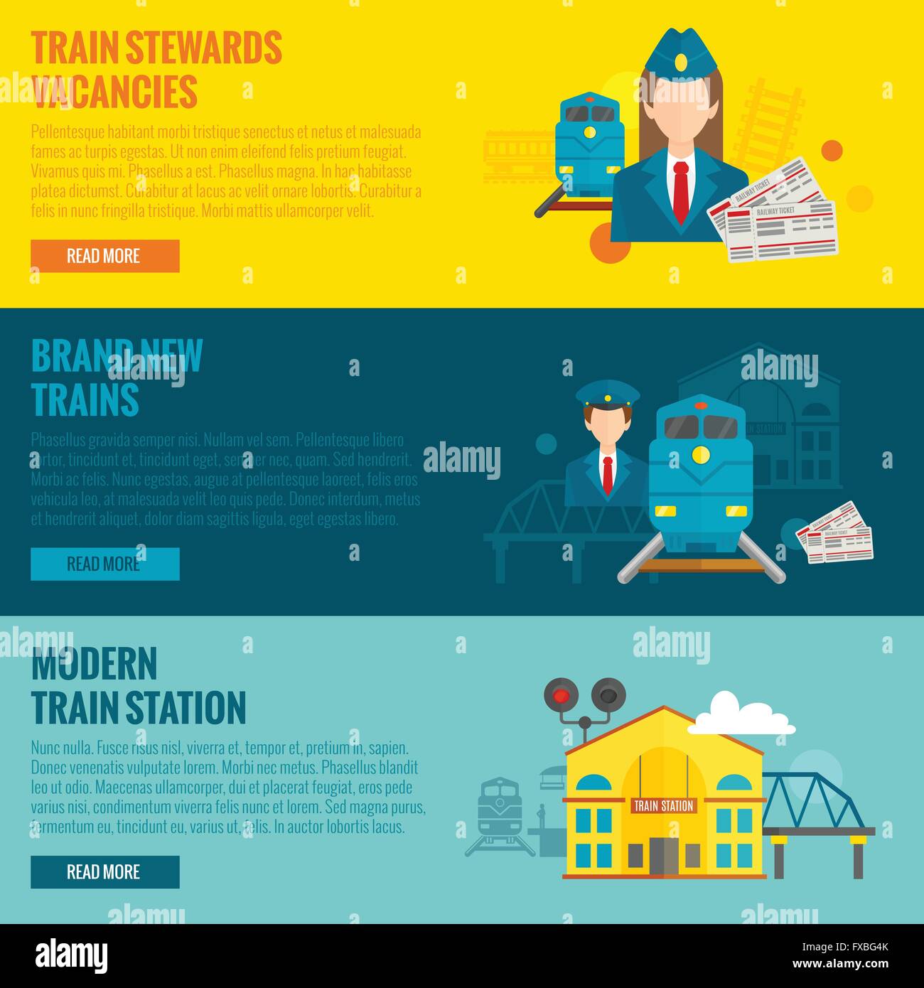 Railway Banner Set Stock Vector Image & Art - Alamy