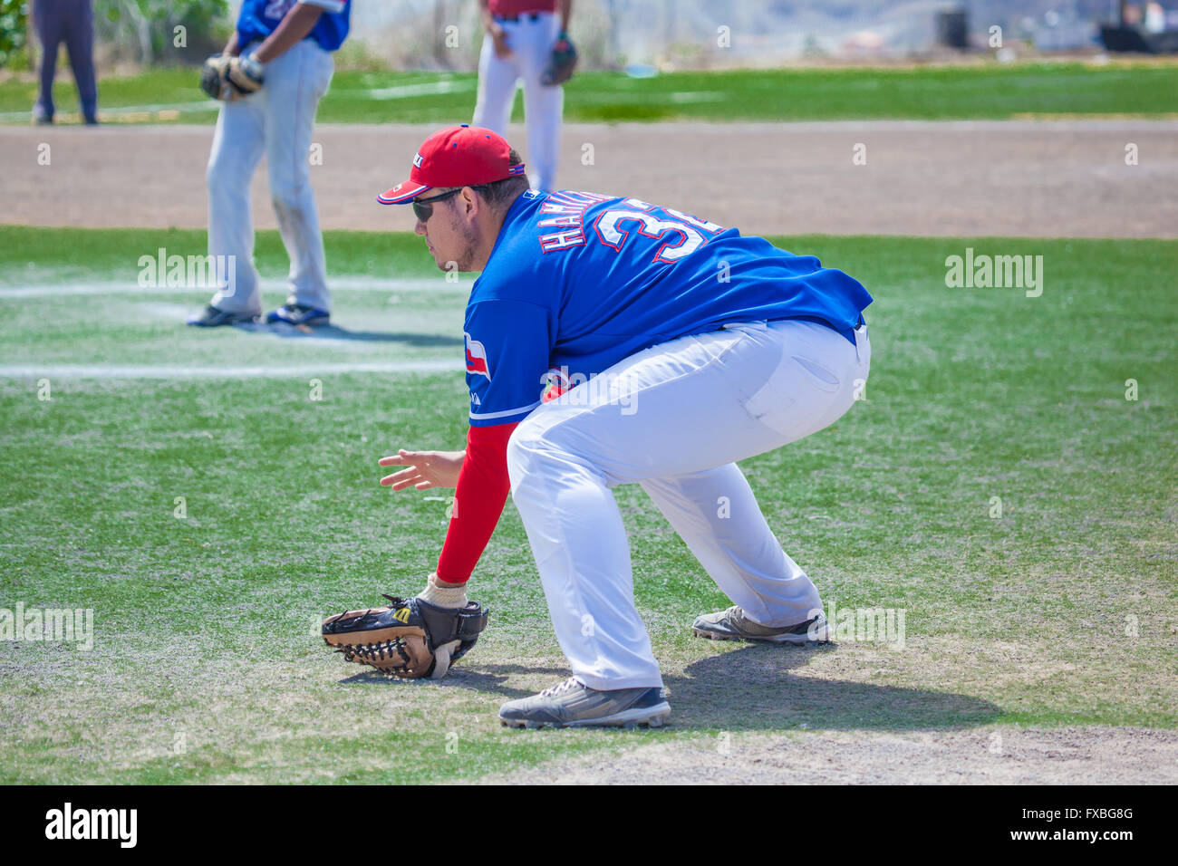 male versus male softball match Stock Photo - Alamy