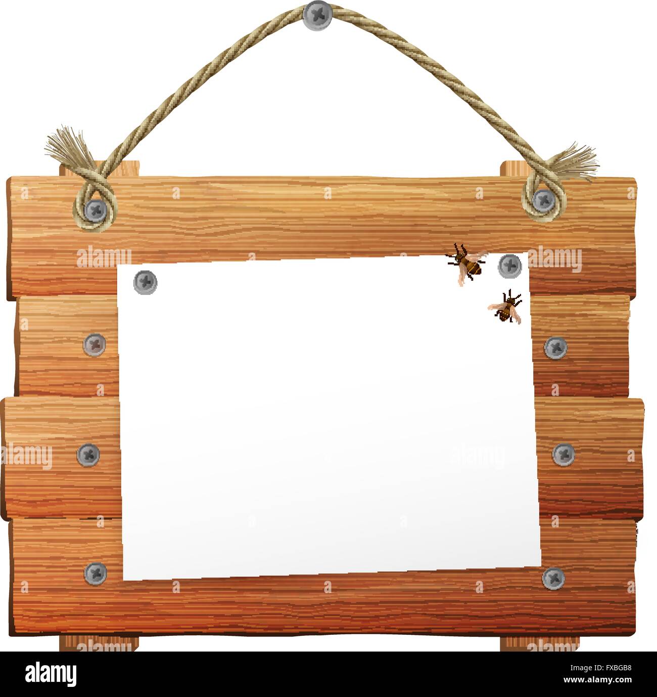 Wooden Sign With Rope Stock Vector Image & Art - Alamy