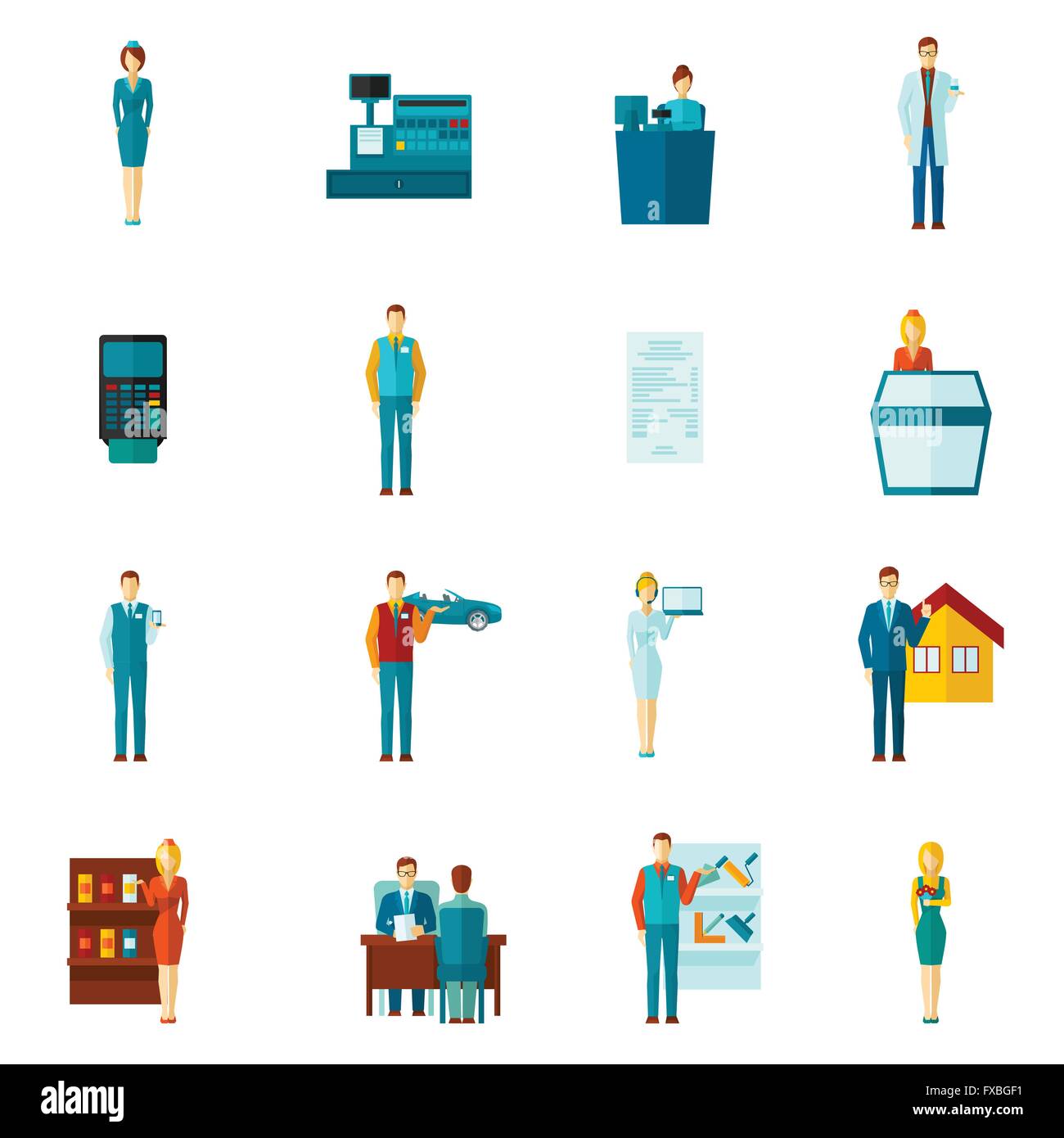 Salesman Icons Flat Set Stock Vector Image & Art - Alamy
