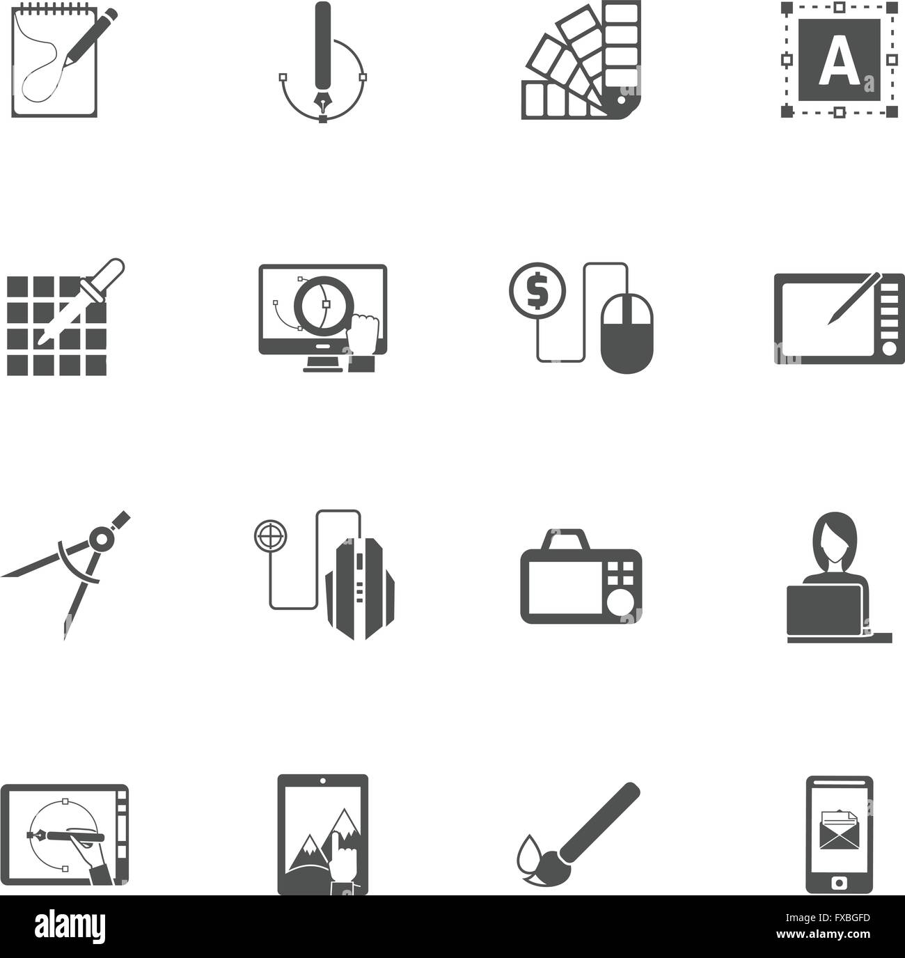 Graphic Design Black Icons Stock Vector Image & Art - Alamy