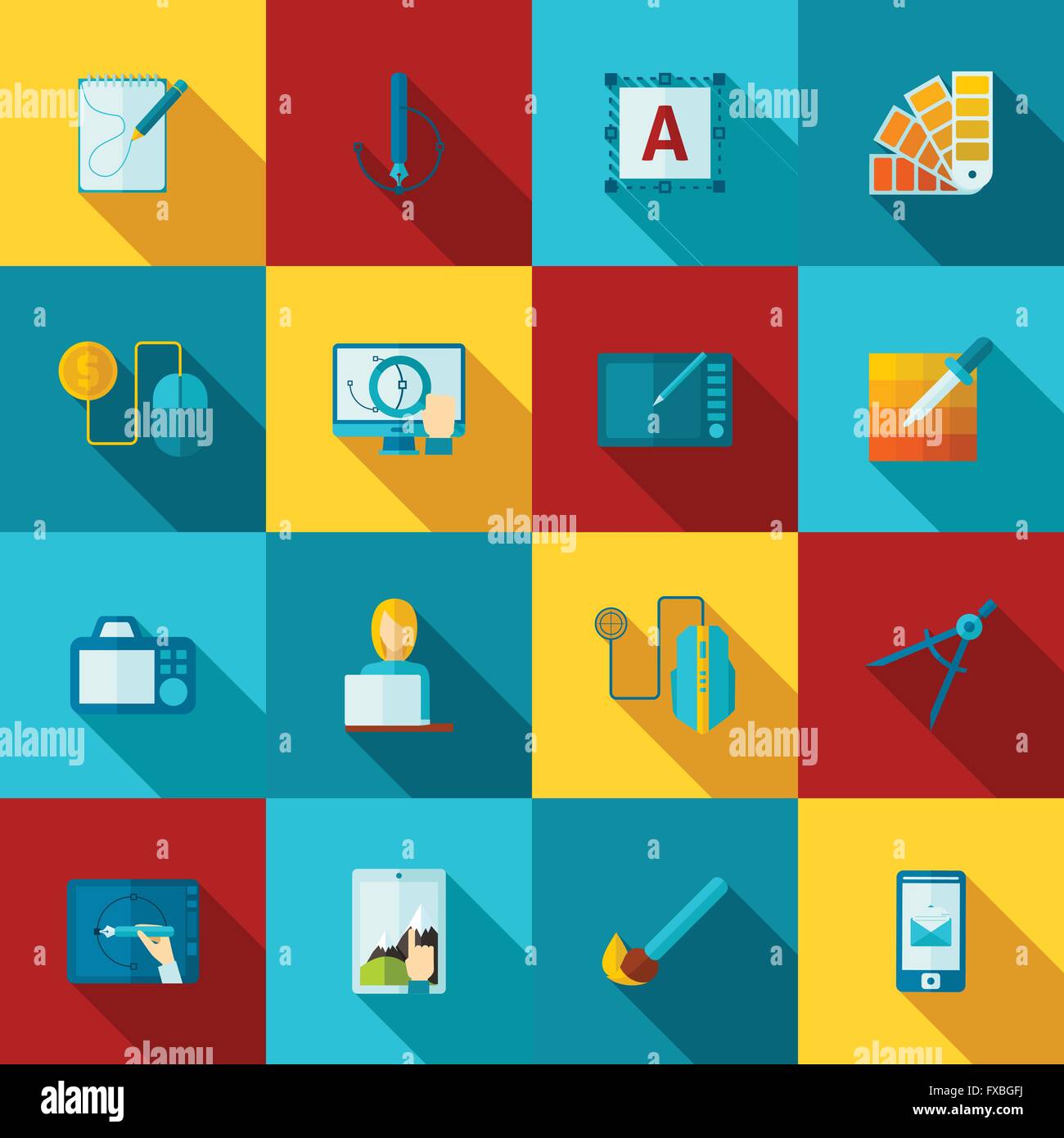 Graphic Design Flat Icons Set Stock Vector Image & Art - Alamy
