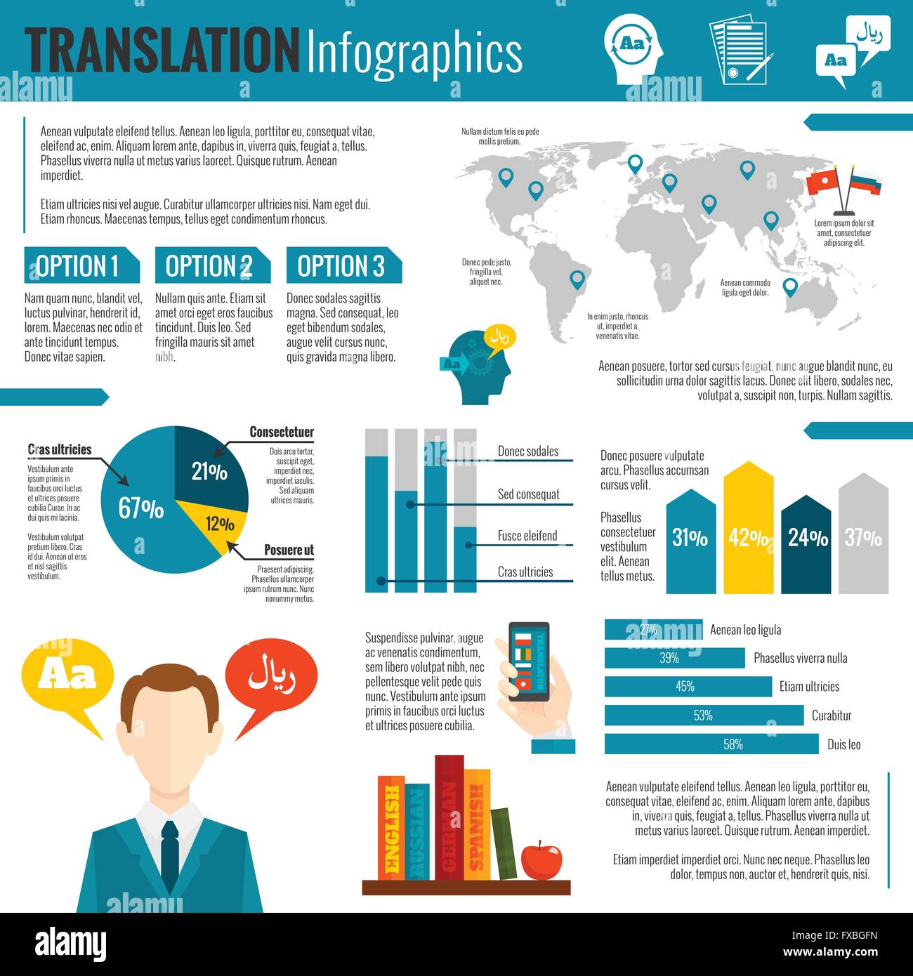 Translation and dictionary infographic report print Stock Vector Image ...