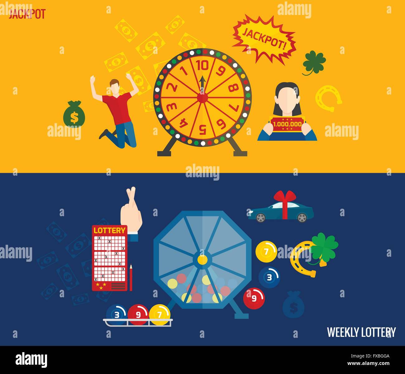 Lottery flat banners set Stock Vector Image & Art - Alamy