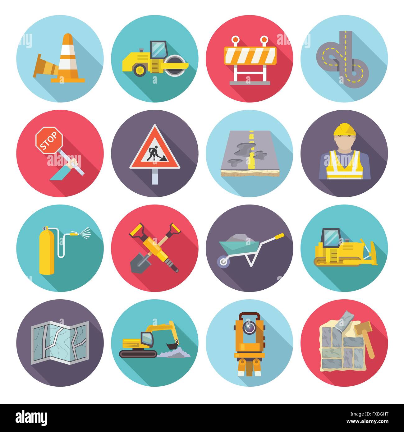 Construction worker under icons Cut Out Stock Images & Pictures - Alamy