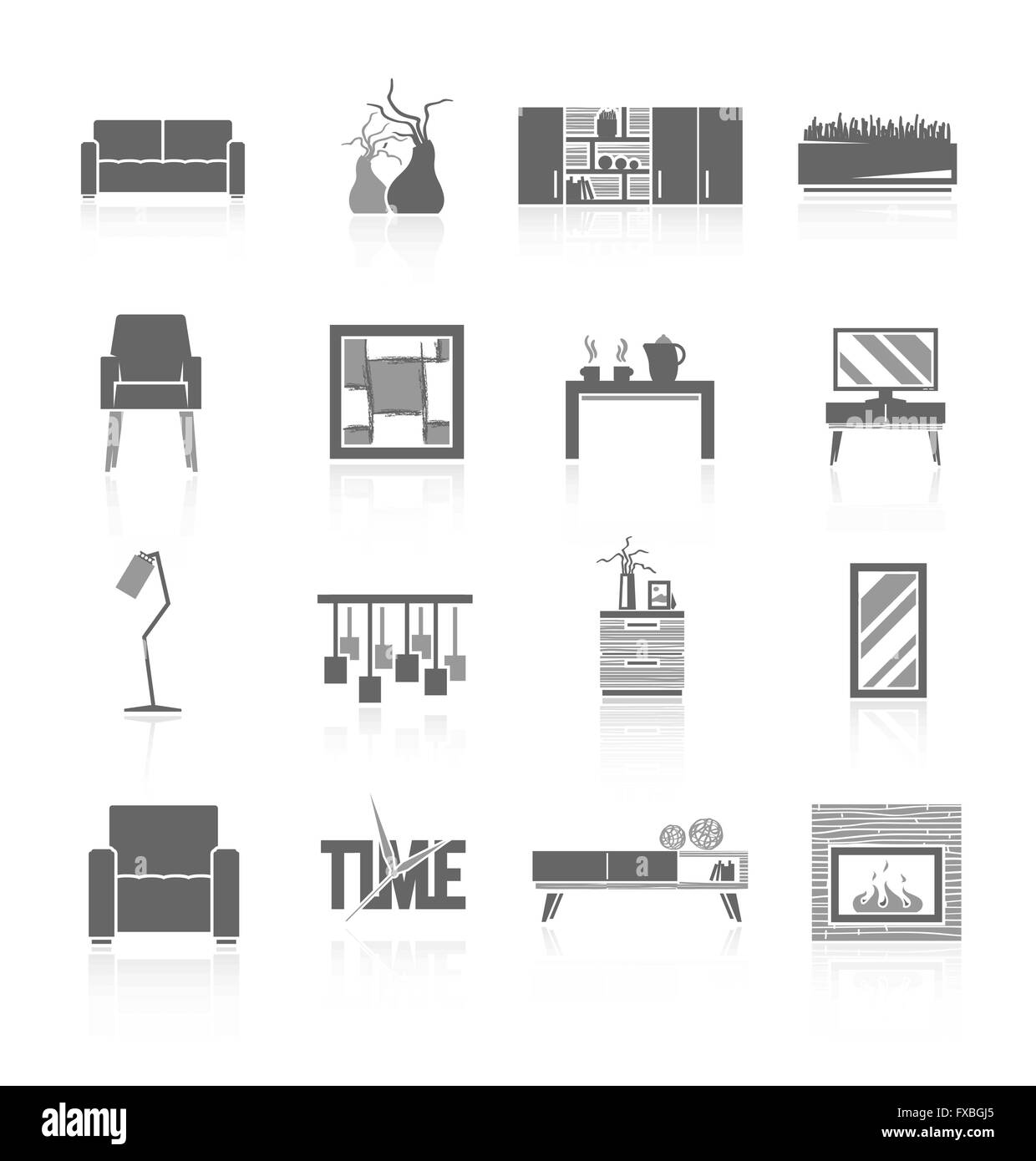 Living Room Icons Set Stock Vector Image & Art - Alamy