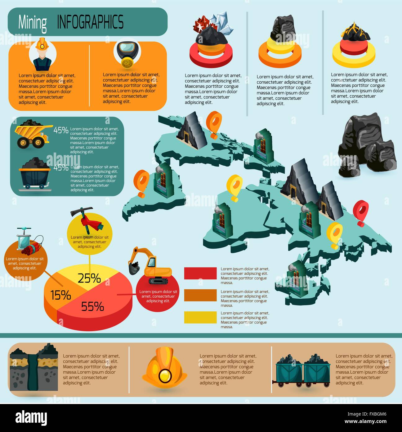 Mining Infographics Set Stock Vector Image & Art - Alamy