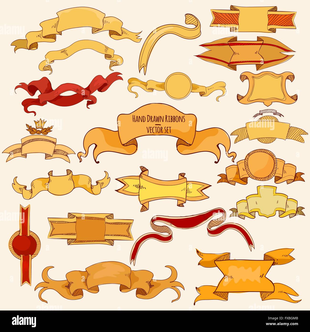 Hand Drawn Ribbons Colored Stock Vector Image & Art - Alamy