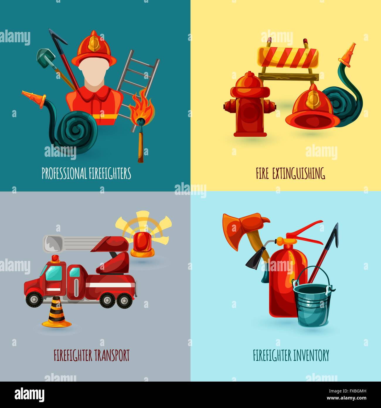 Firefighter Design Set Stock Vector Image & Art - Alamy