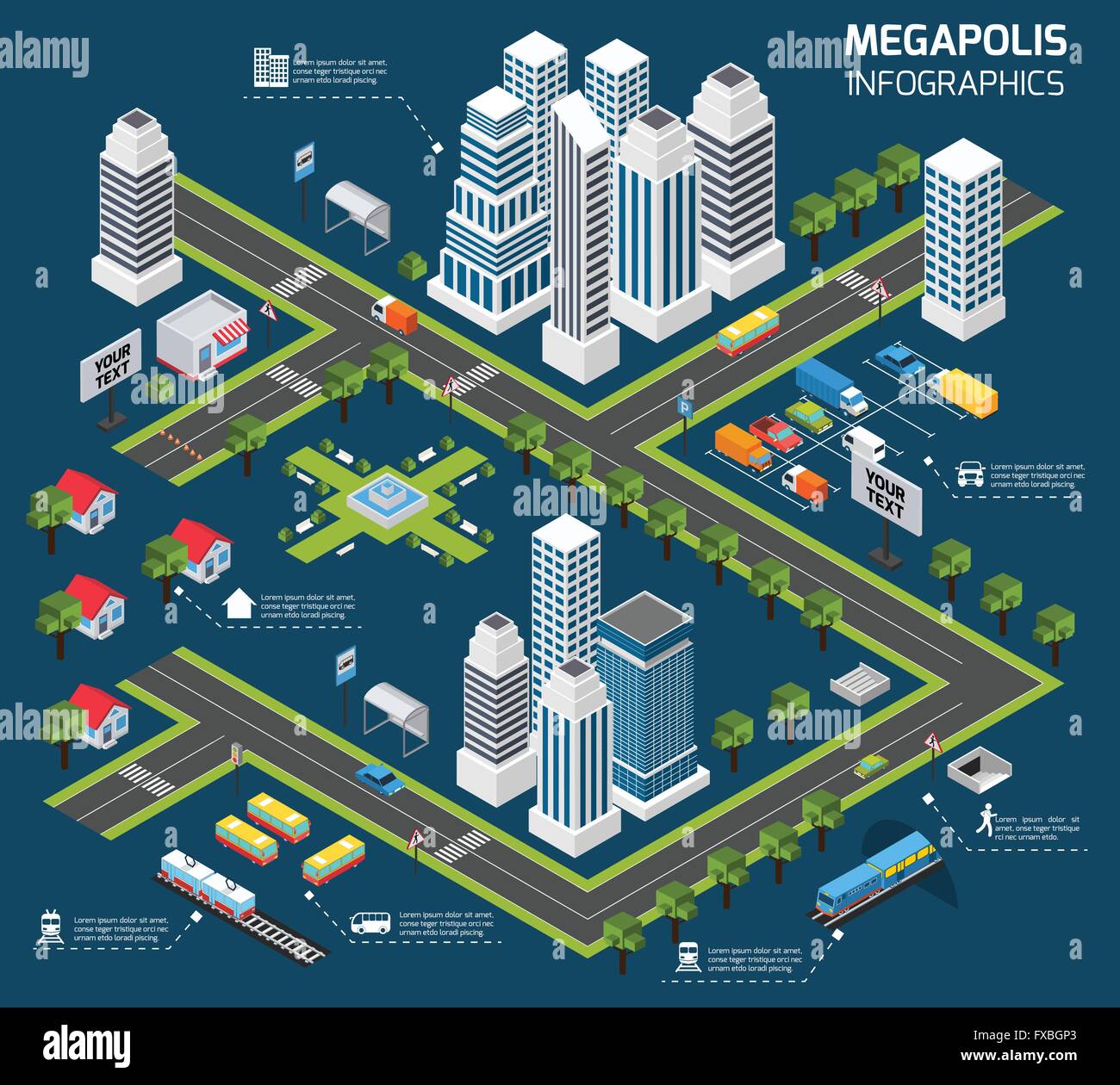 Isometric city infographics buildings Stock Vector Images - Alamy