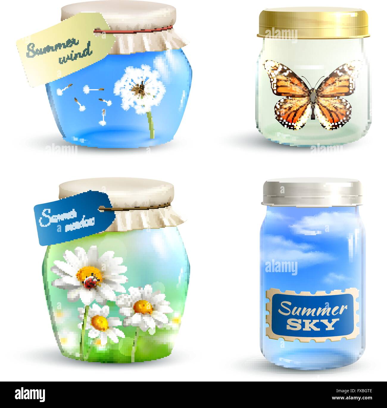 Summer Jar Set Stock Vector Image & Art - Alamy