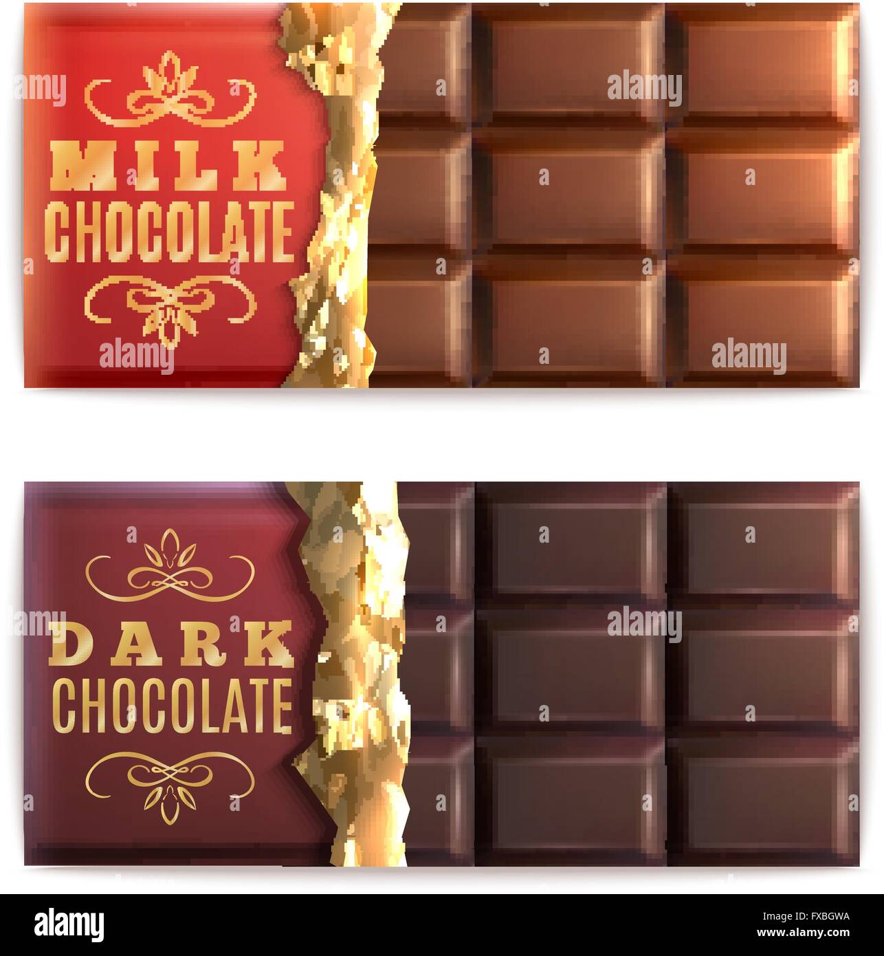 Chocolate bar gold wrapper Stock Vector Images - Alamy