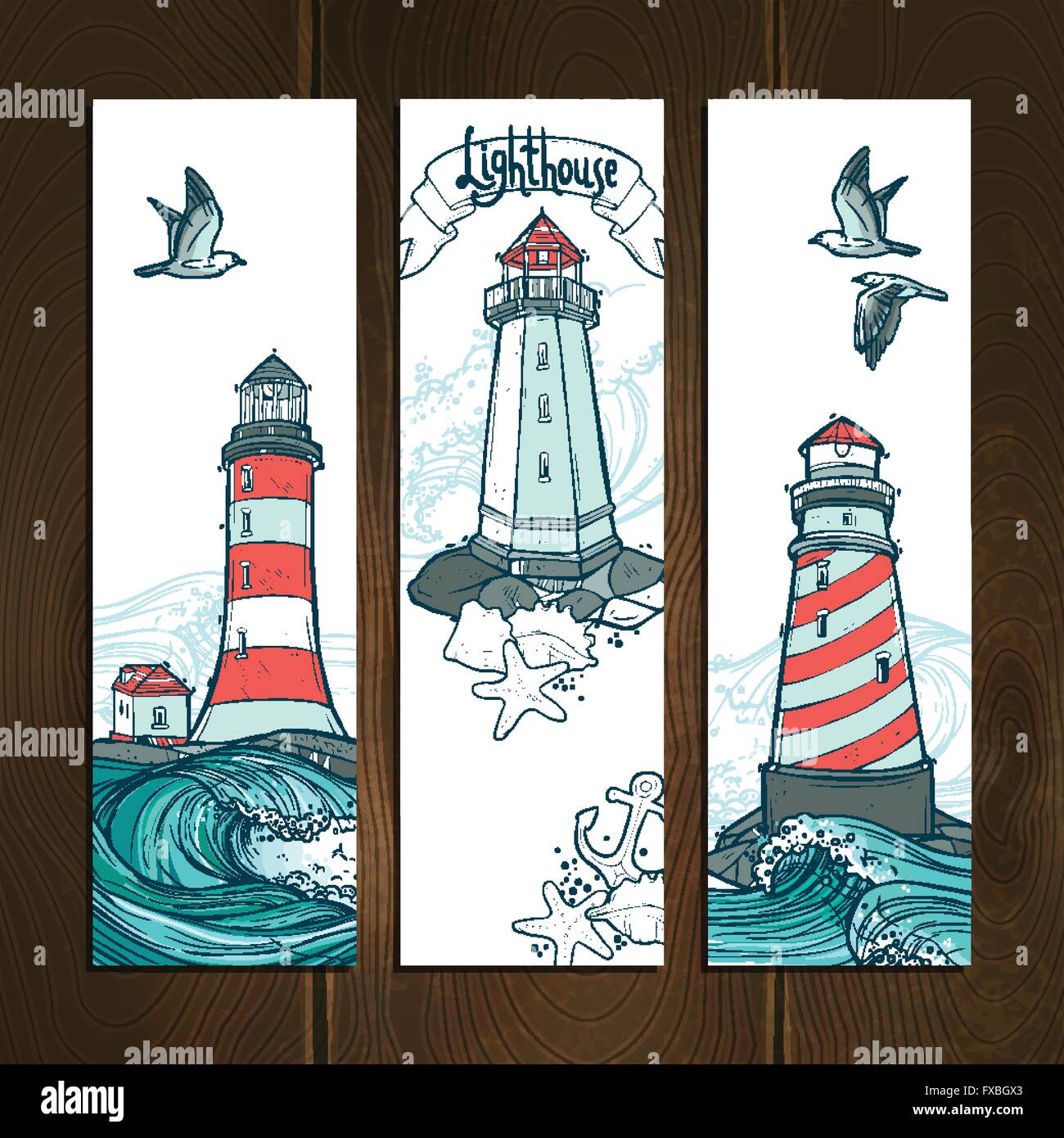 Lighthouse Banner Set Stock Vector Image & Art - Alamy