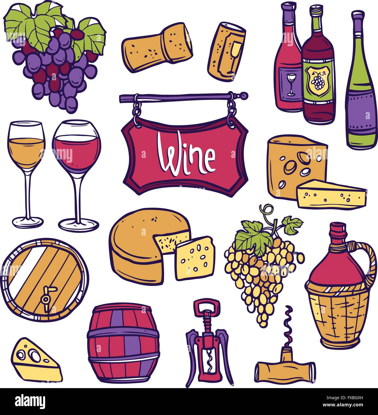 Wine Icon Set Stock Vector Image & Art - Alamy