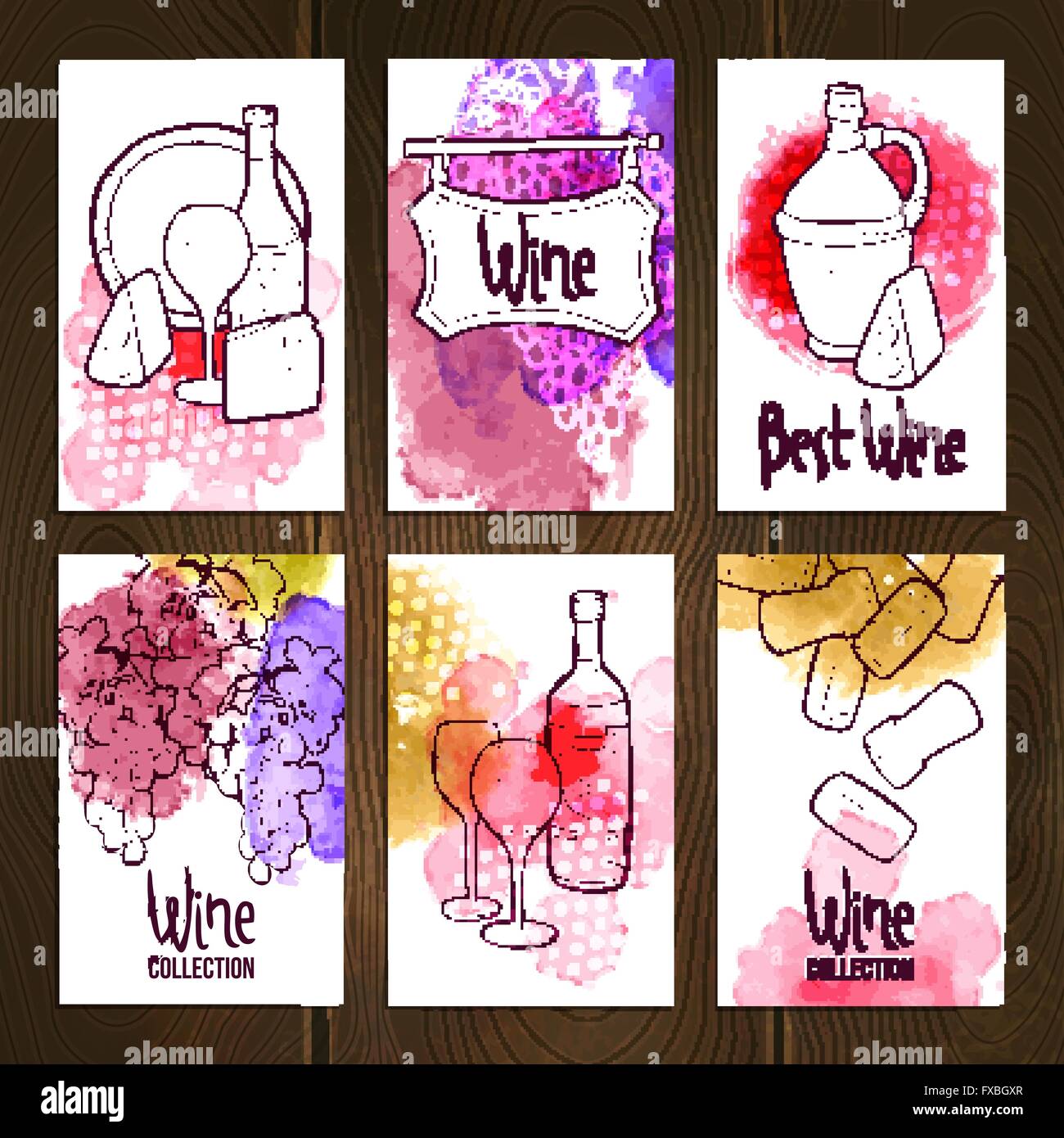 Wine Cards Set Stock Vector Image & Art - Alamy