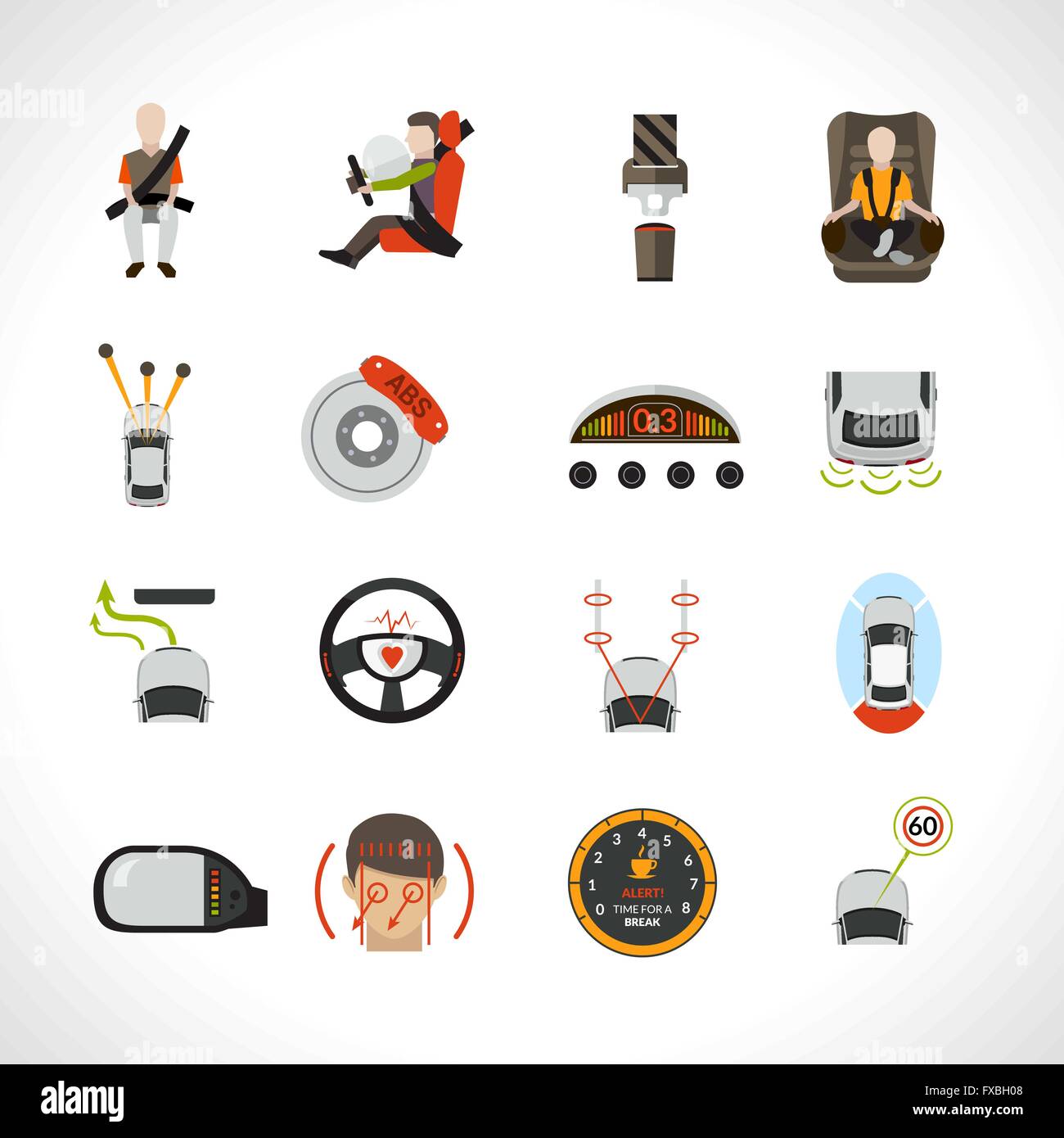 Car Safety System Icons Stock Vector Image & Art - Alamy