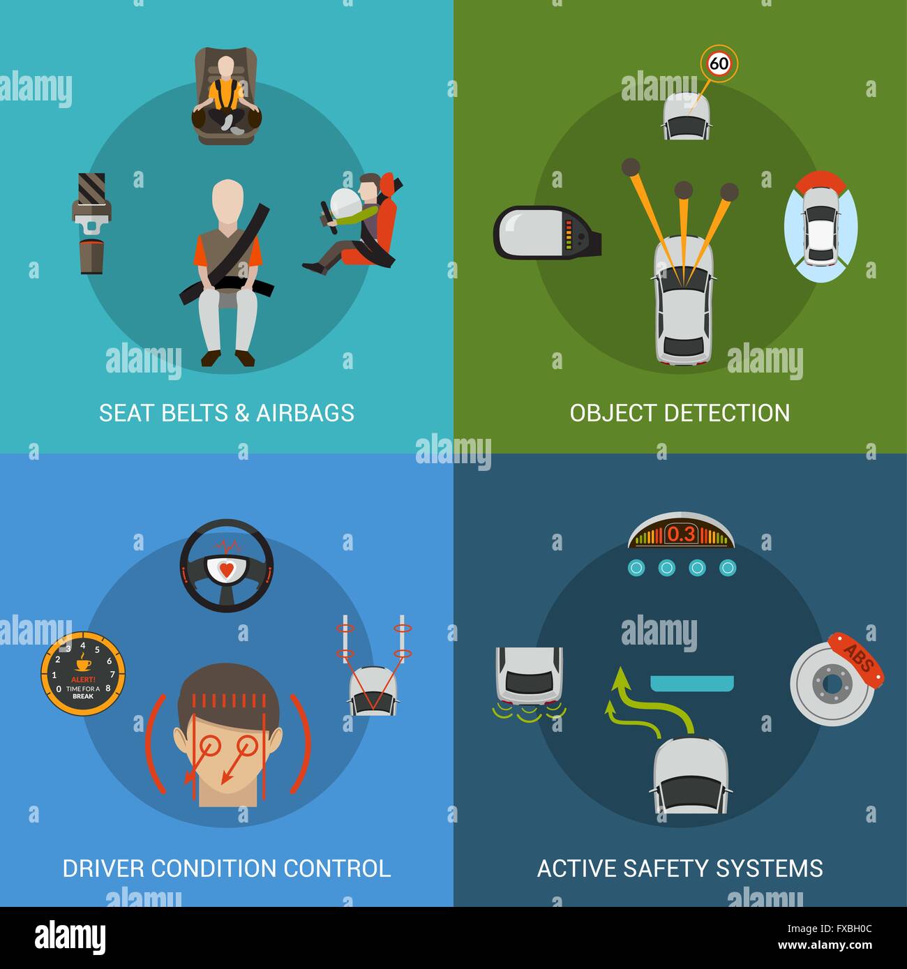 Car Safety System Set Stock Vector Image & Art - Alamy