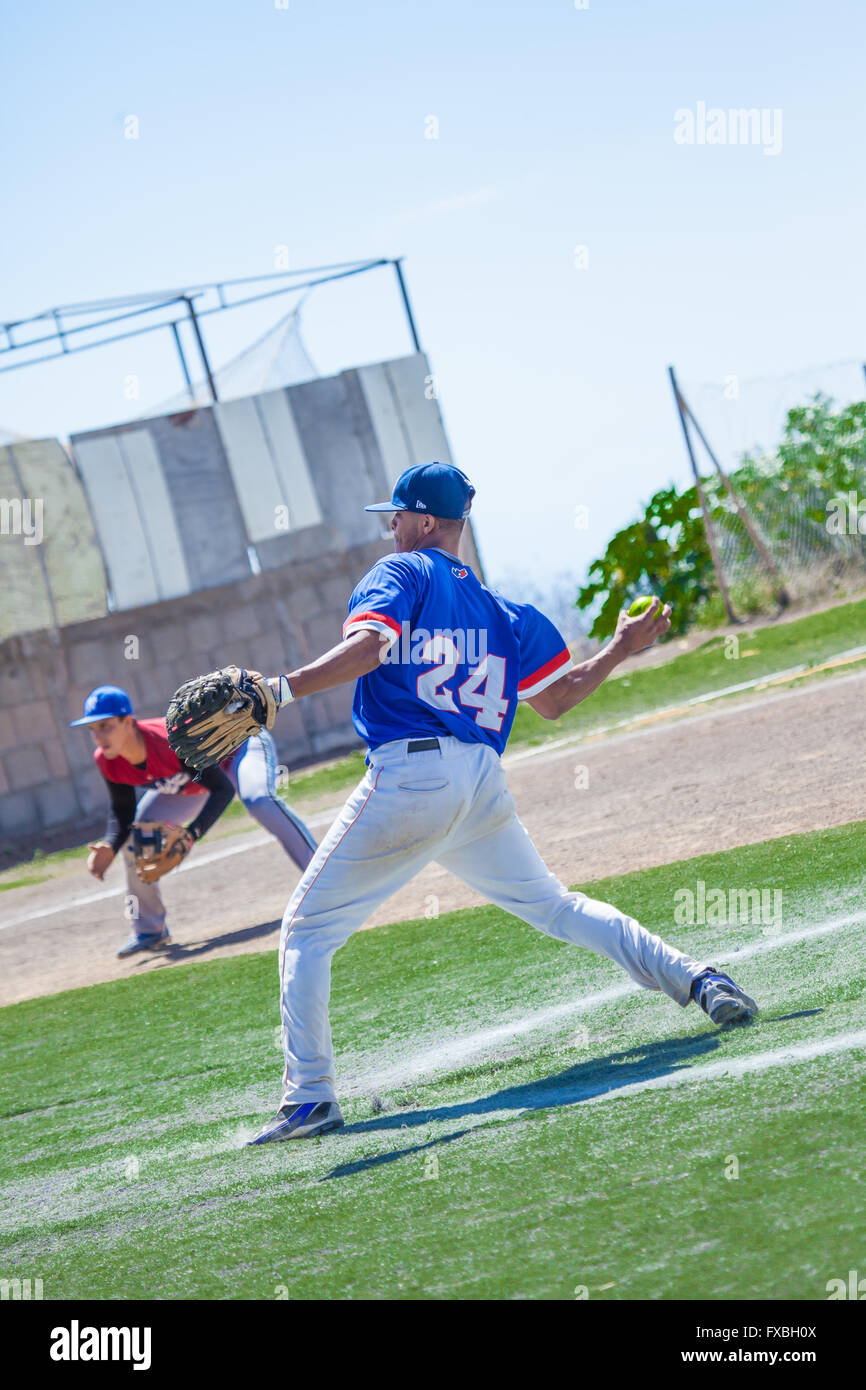 male versus male softball match Stock Photo - Alamy