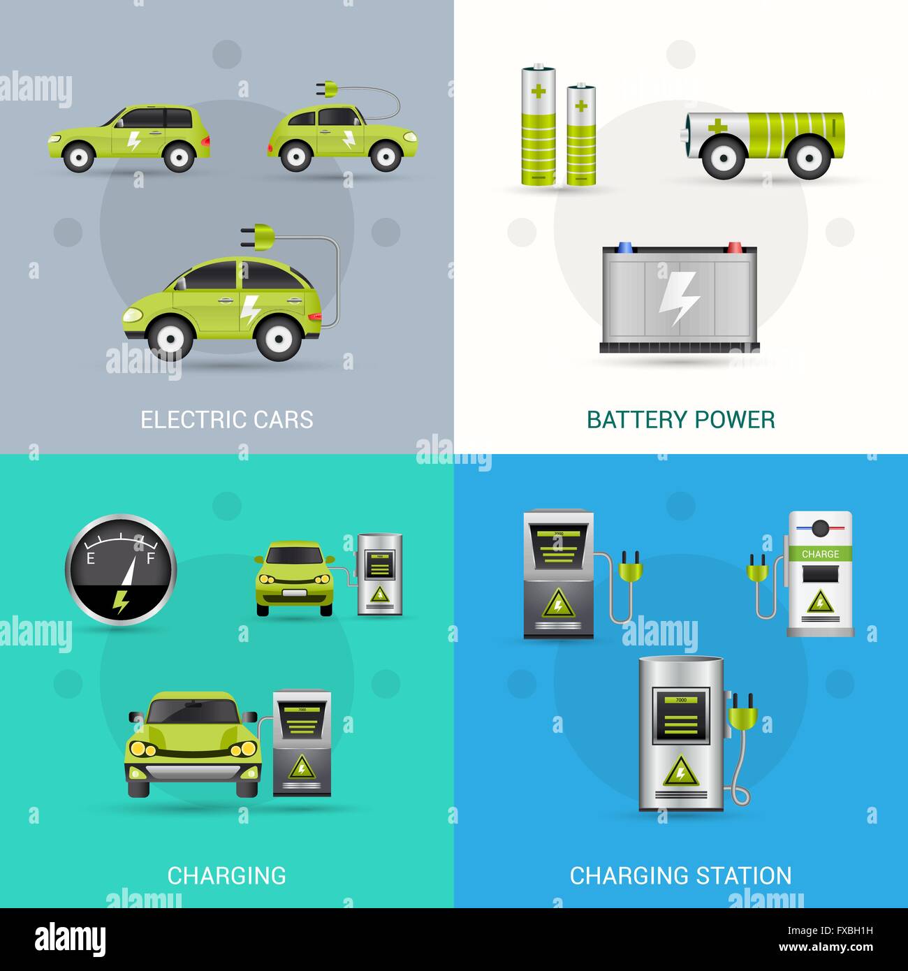 Electric Car Set Stock Vector Image & Art - Alamy