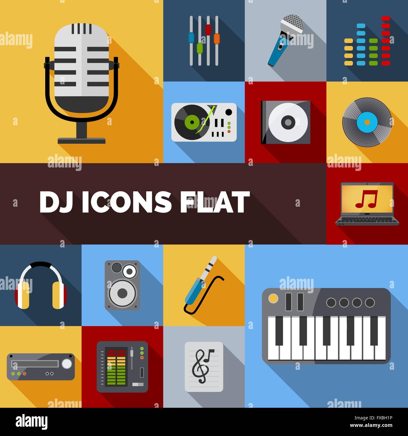 Dj Icons Flat Set Stock Vector Image & Art - Alamy