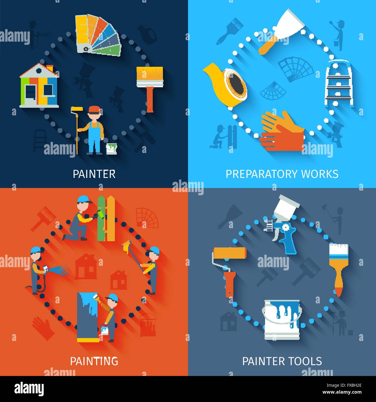 Painter 4 icons composition flat Stock Vector Image & Art - Alamy