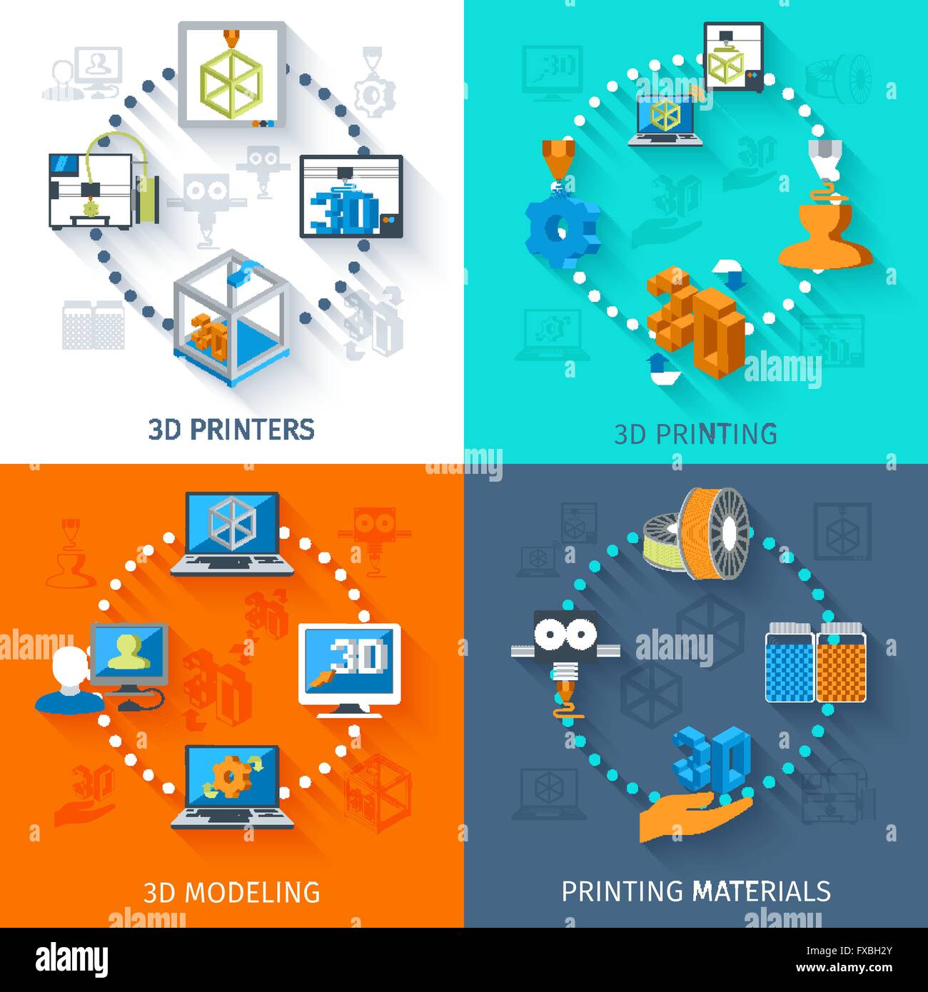 Printer 3d Set Stock Vector Image & Art - Alamy