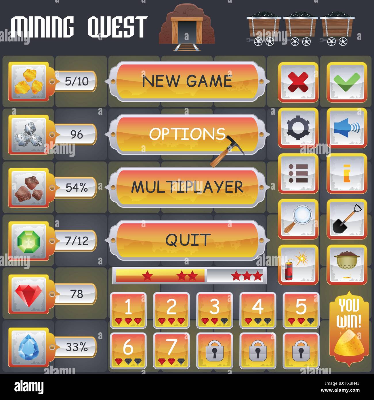 Mining Game Interface Stock Vector Image & Art - Alamy