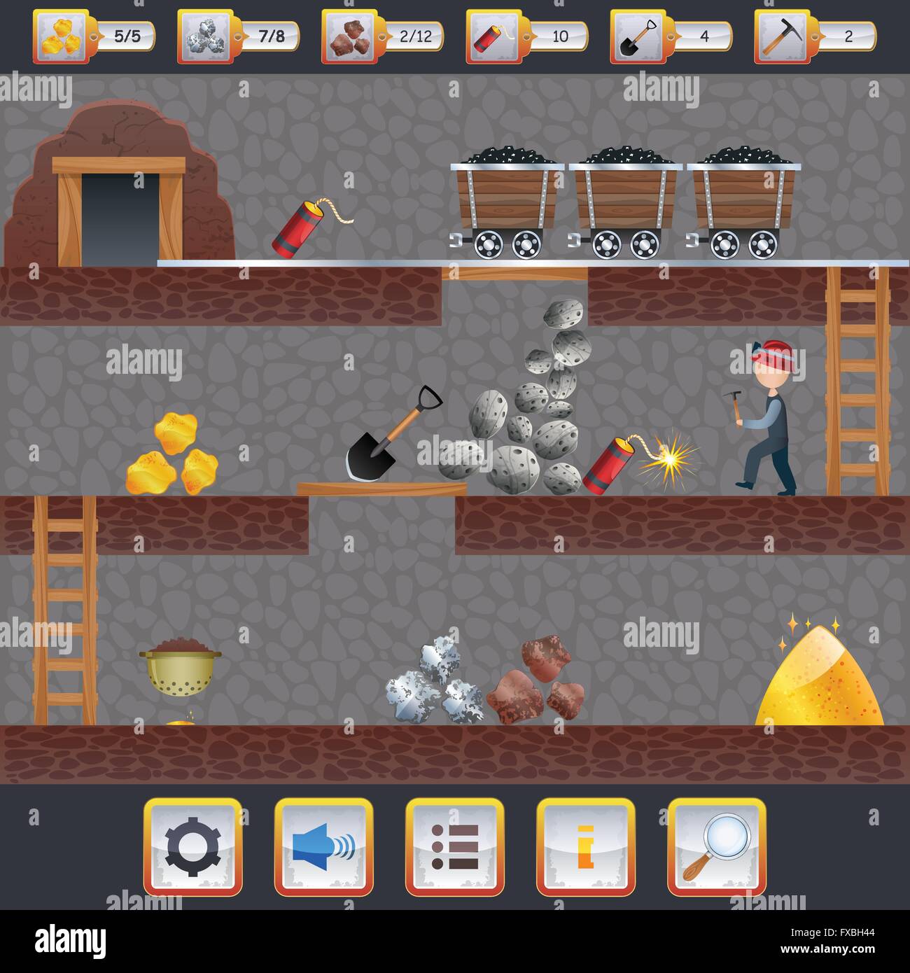 Mining Game Interface Stock Vector Image & Art - Alamy