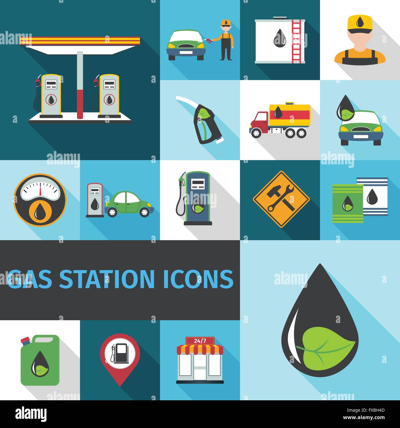 Gas Station Icons Flat Stock Vector Image & Art - Alamy