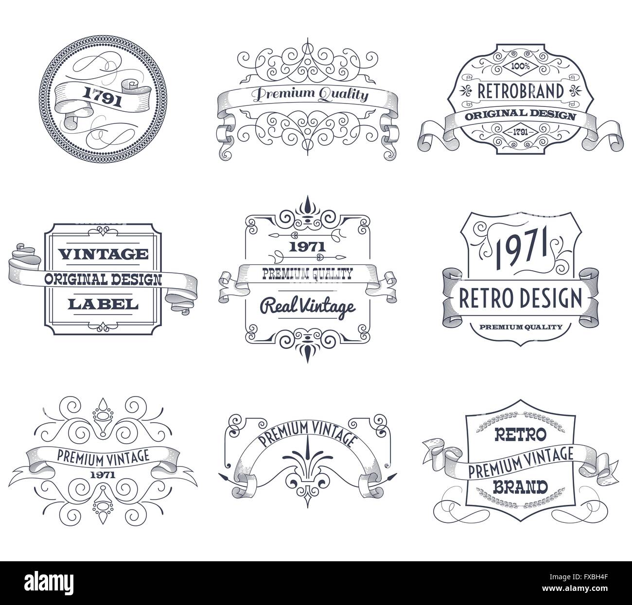Vintage Labels Set Stock Vector Image & Art - Alamy