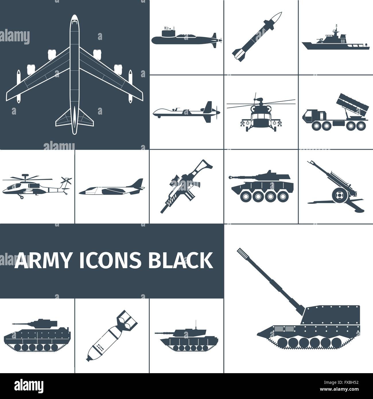 Army Icons Black Stock Vector Image & Art - Alamy
