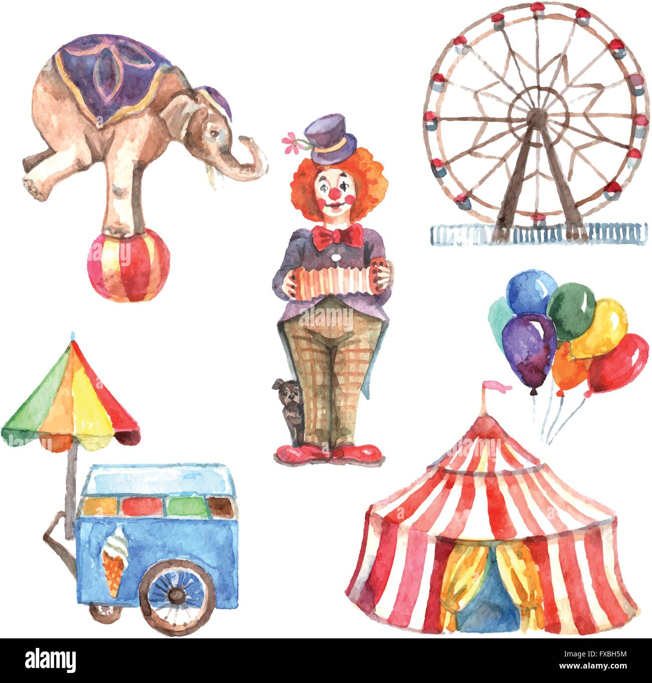 Watercolor Circus Set Stock Vector Image & Art - Alamy