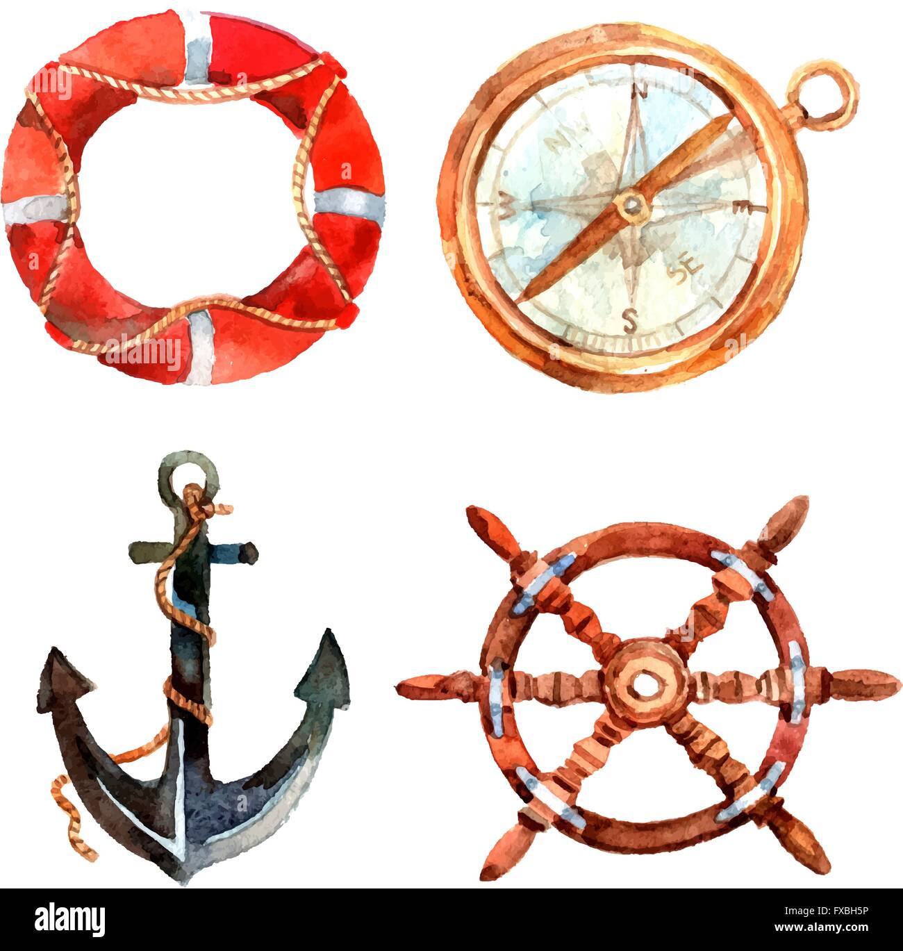 Watercolor Nautical Set Stock Vector Image & Art - Alamy