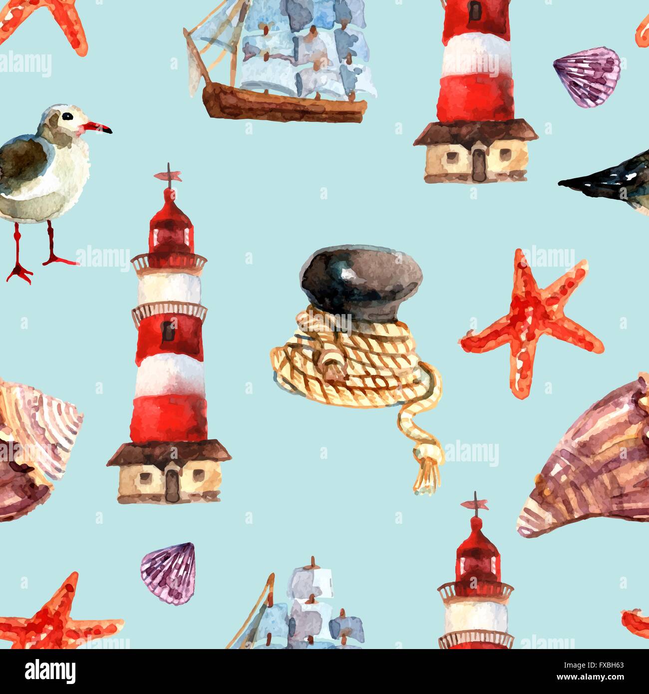 Nautical Seamless Pattern Stock Vector Image & Art - Alamy