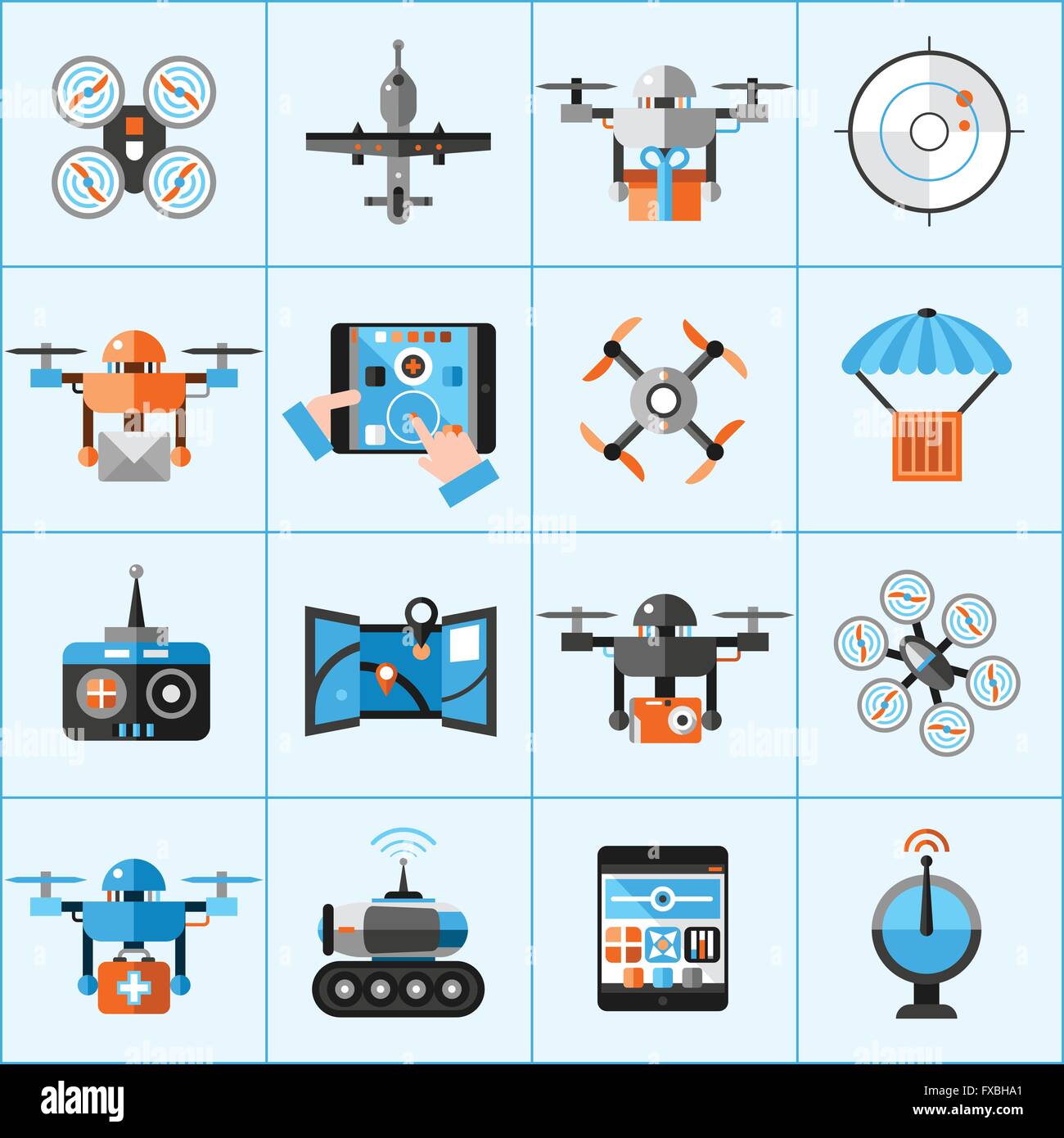Drone Icons Set Stock Vector Image & Art - Alamy