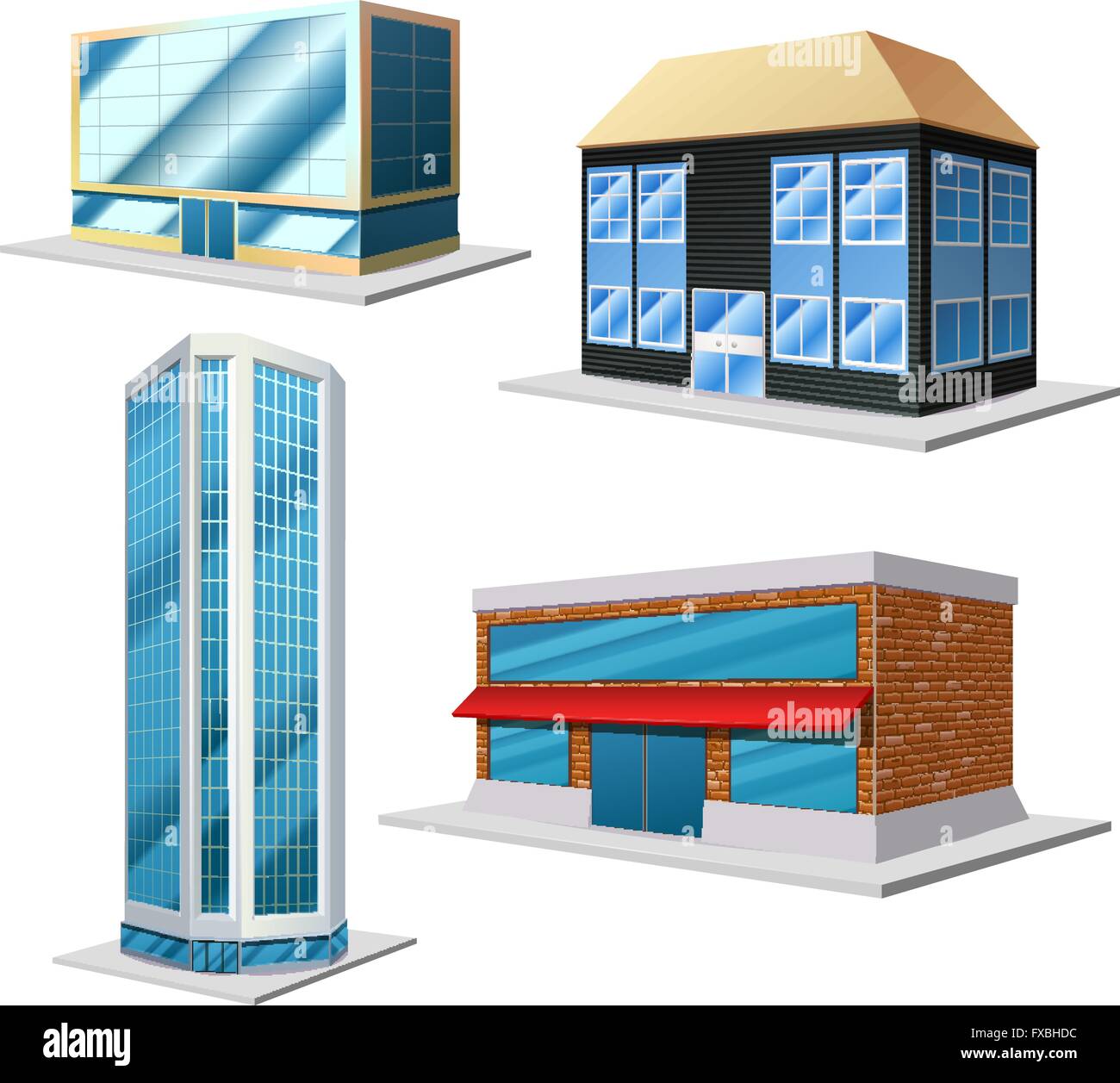 Four different buildings Stock Vector Images - Alamy