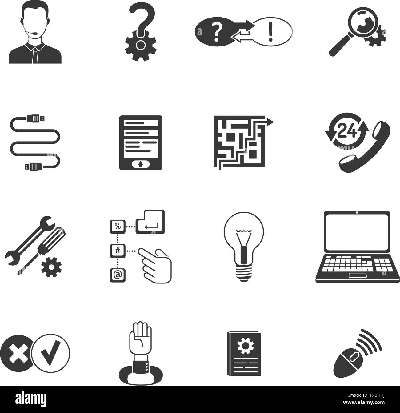 Black and white support icon set Stock Vector Image & Art - Alamy