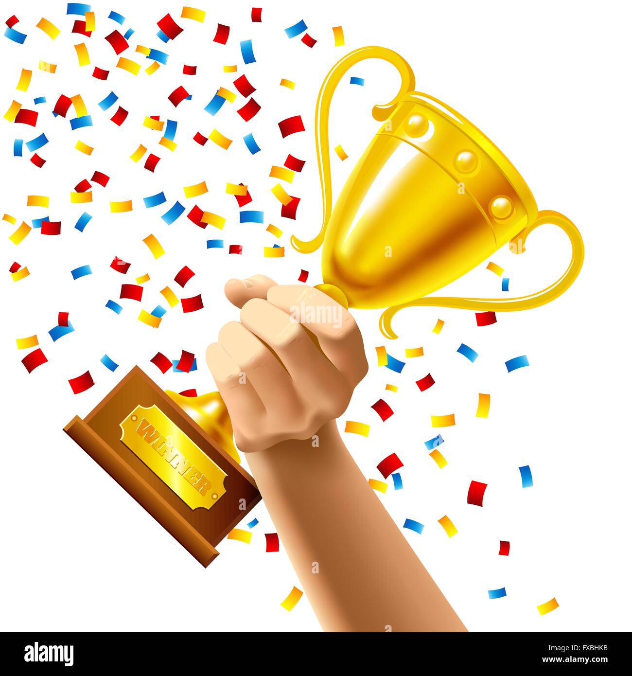 Hand holding a winner trophy cup award Stock Vector Image & Art - Alamy