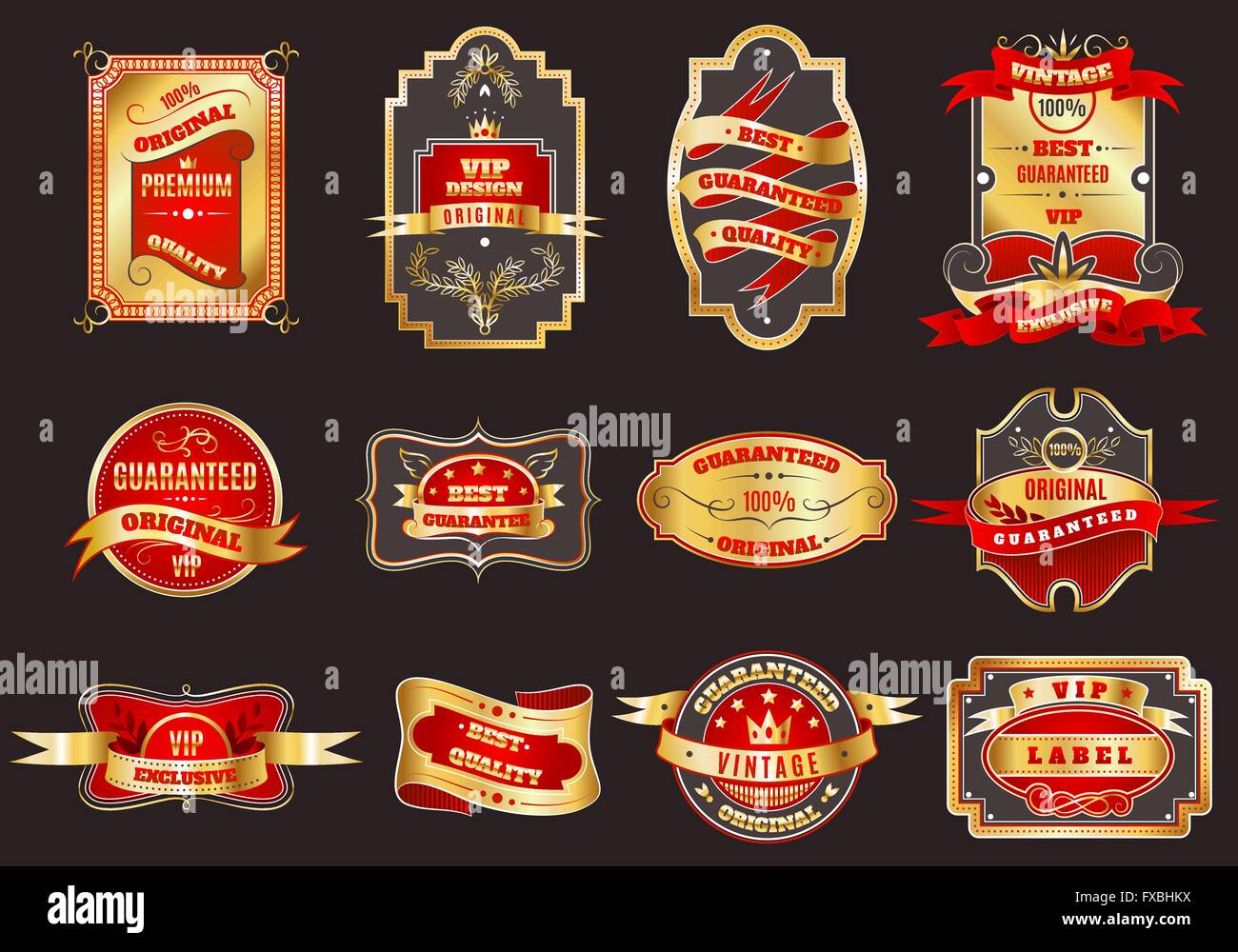 Golden retro labels emblems collection Stock Vector Image & Art - Alamy