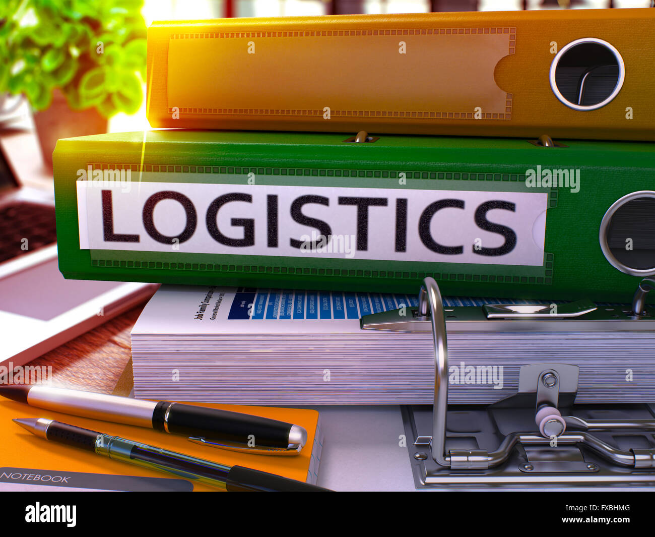 Green Office Folder with Inscription Logistics Stock Photo - Alamy