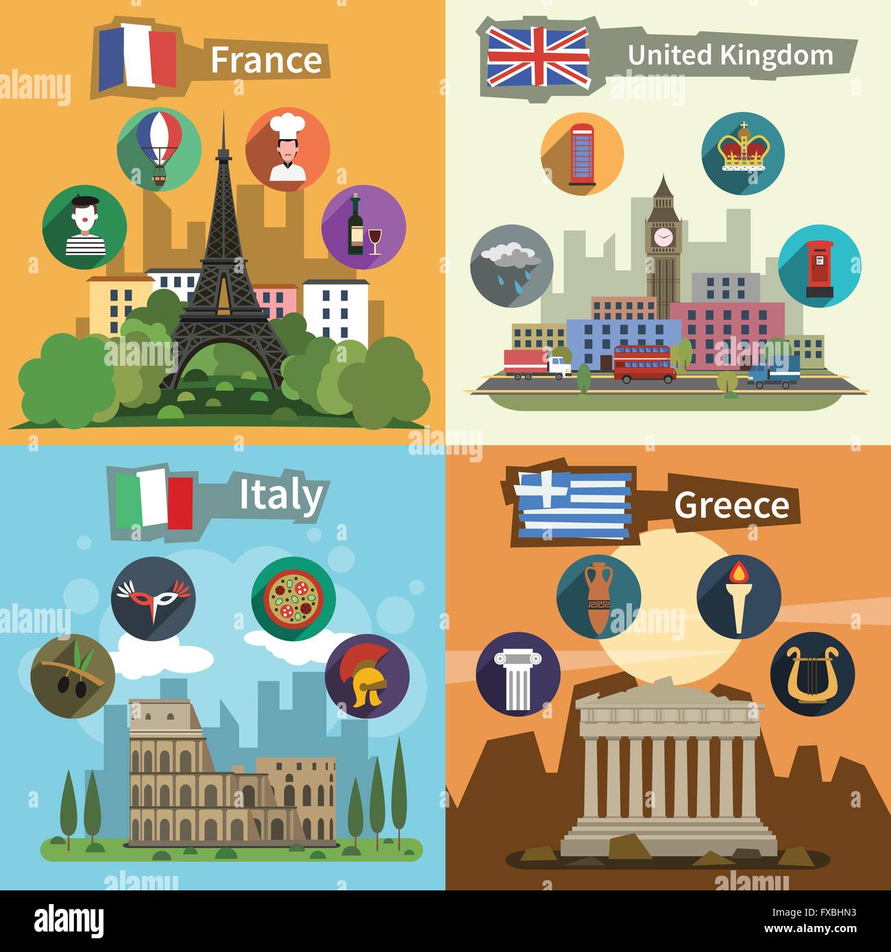 Historical landmarks flat composition poster Stock Vector Image & Art ...