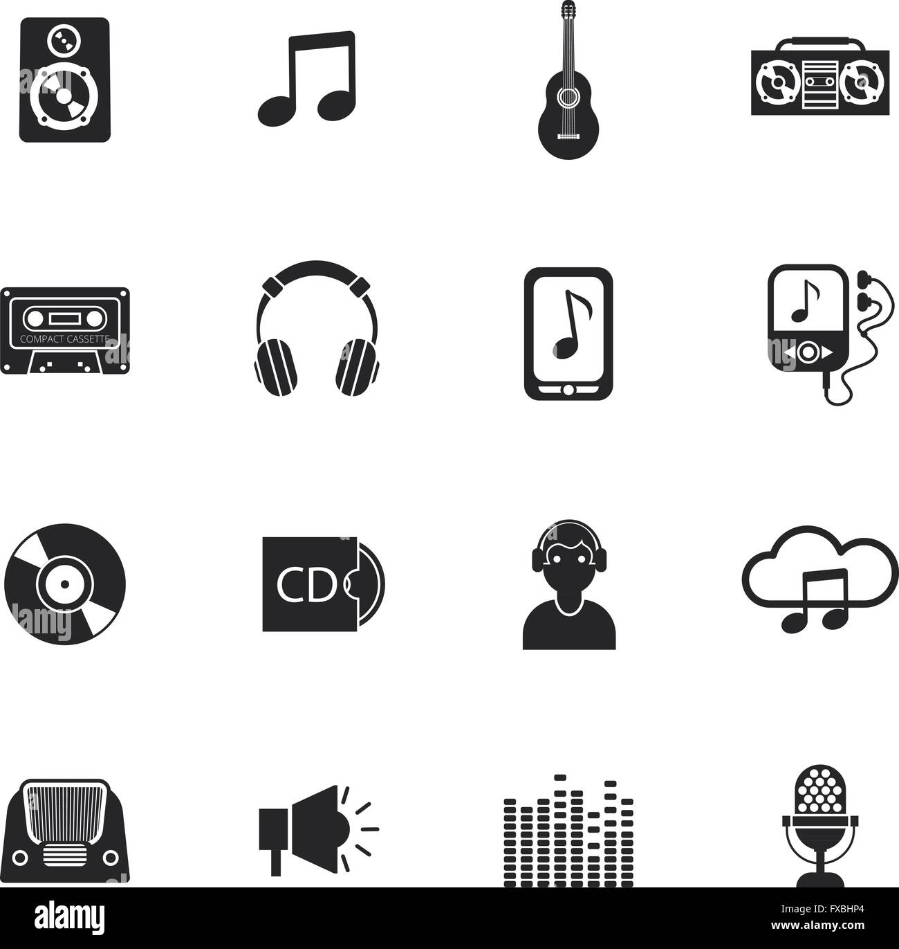 Music icons set mobile black Stock Vector Image & Art - Alamy
