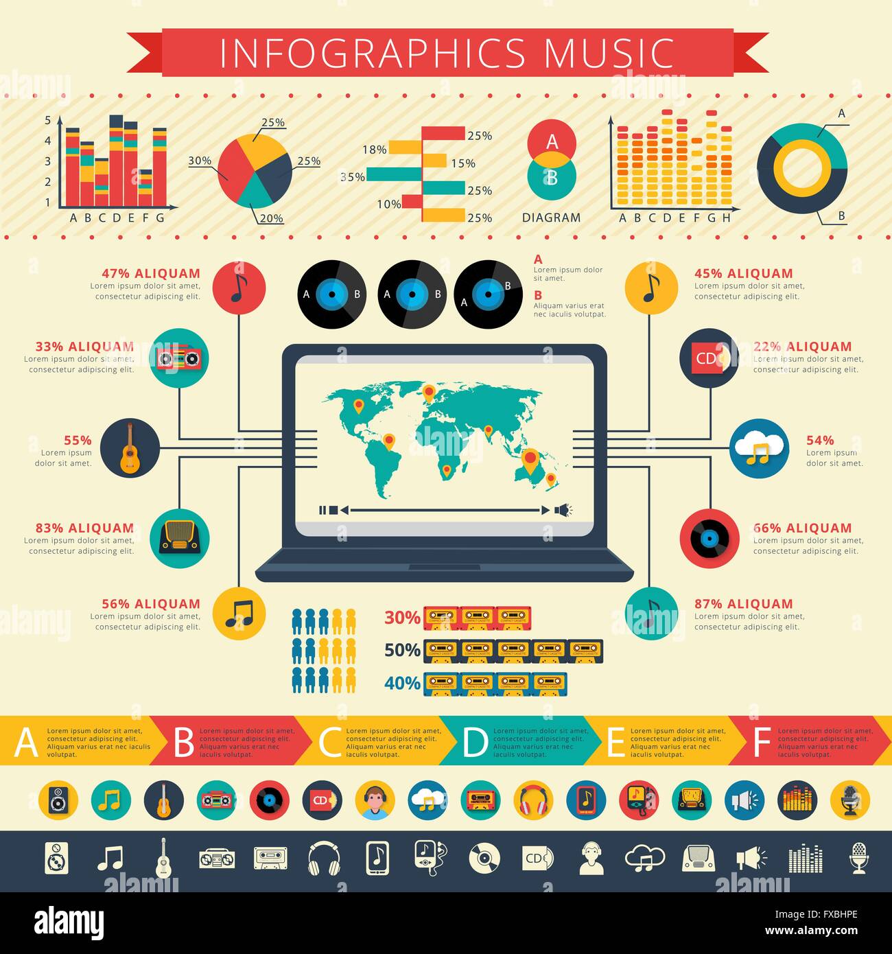 Nostalgic music infographic presentation print Stock Vector Image & Art ...