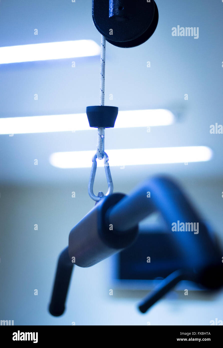 Weight training machine cable in fitness gym for weight training ...