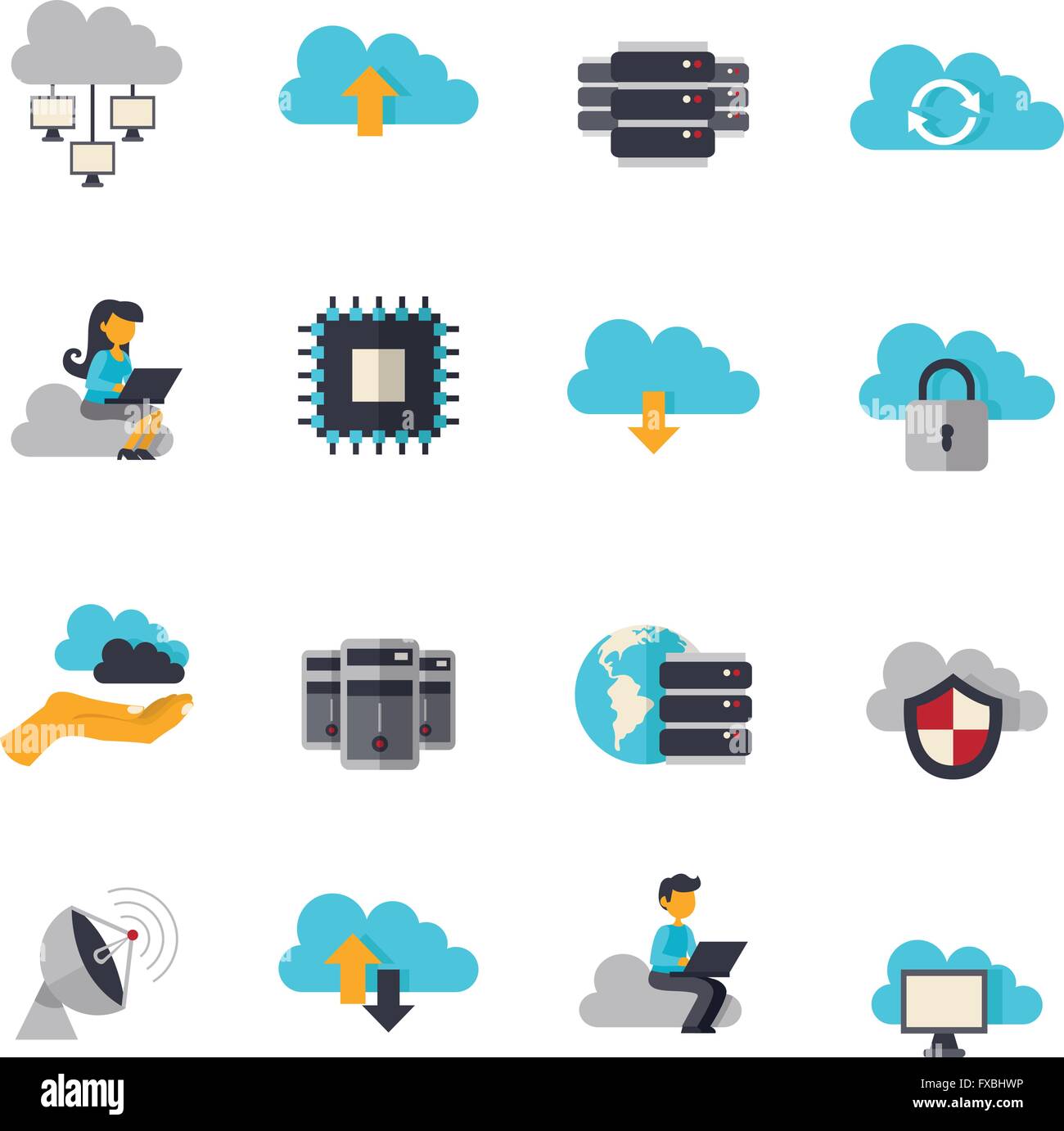 Cloud Computing Flat Icons Set Stock Vector Image & Art - Alamy